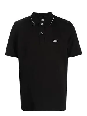 C.P. COMPANY Logo-patch Cotton Polo Shirt - Black