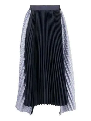 Sacai High-waisted Panelled Pleat Skirt - Blue