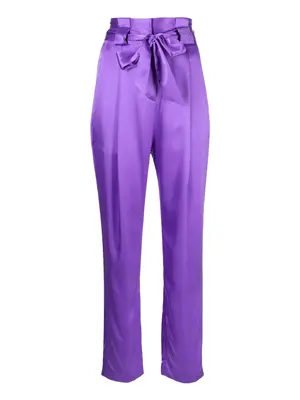 Michelle Mason High-waisted Silk Trousers - Purple