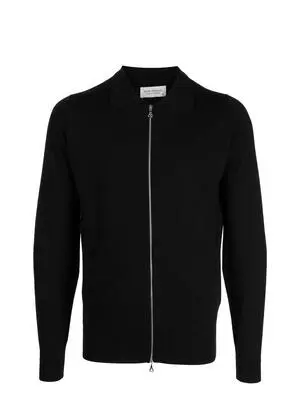 John Smedley Baseball-Collar Zip-Up Jumper Black