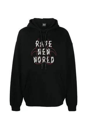 44 LABEL GROUP Logo-print Cotton Hoodie - Black