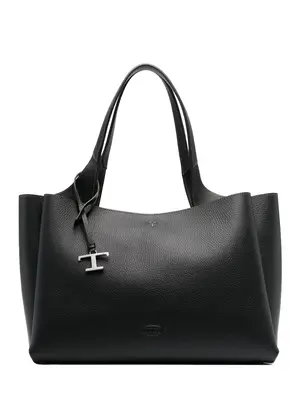 TOD'S T-pendant Leather Tote Bag - Black