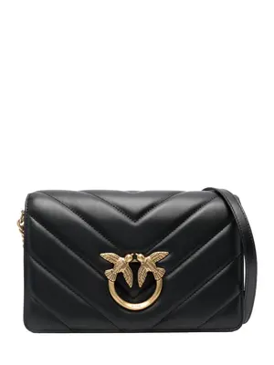 Pinko Love Quilted Leather Shoulder Bag - Black