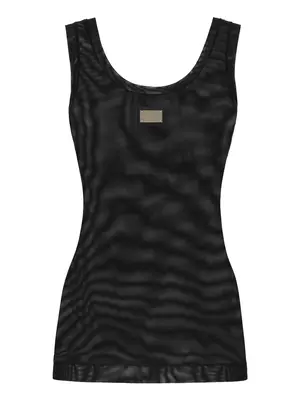 Dolce & Gabbana Logo-plaque U-neck Tank Top - Black