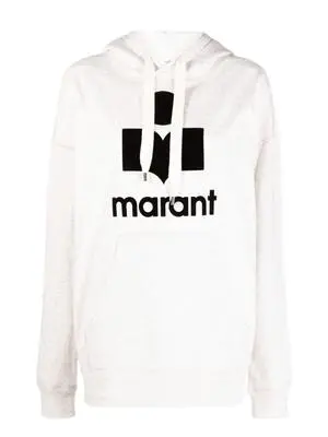 MARANT ETOILE Logo Print Cotton Blend Hoodie - Neutrals
