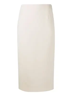 Alessandra Rich Wool Bouclé Midi Pencil Skirt - Neutrals