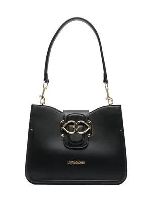 Moschino Logo Plaque Shoulder Bag - Black