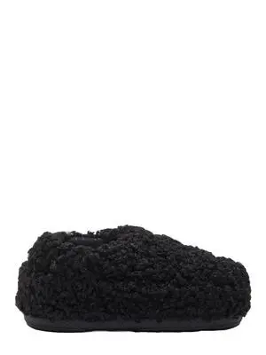 Moon Boot Faux-curly-fur Slippers - Black