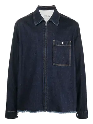 LANVIN Raw-cut Zip-up Denim Jacket - Blue