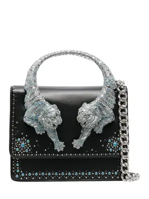 Roberto Cavalli Roar Crystal-embellished Shoulder Bag - Black
