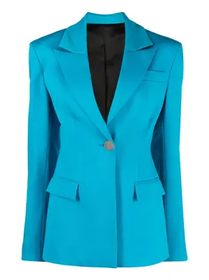 Attico Single-breasted Virgin Wool-blend Blazer - Blue