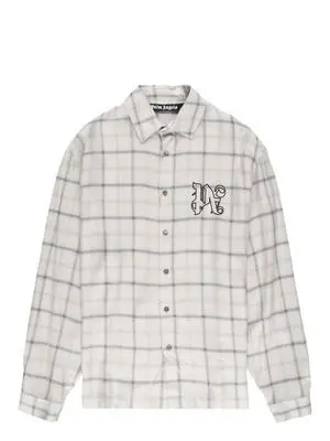 Palm Angels Logo-embroidered Plaid Cotton Shirt - Neutrals