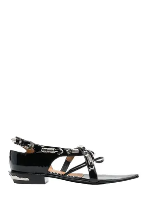 Toga Ring-detail Leather Ballerinas - Black