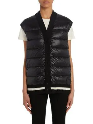 Moncler Quilted Down And Rib Knit Vest - Black