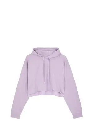 GANNI Isoli Hooded Cropped Cotton Sweatshirt - Lilac