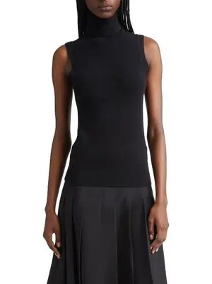 Michael Kors Sleeveless Cashmere Turtleneck Sweater - Black