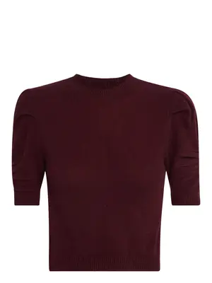 FRAME FRAME Ruched Sleeve Cashmere-Wool Sweater Wine