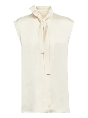 JIL SANDER Satin Sleeveless Blouse - Beige