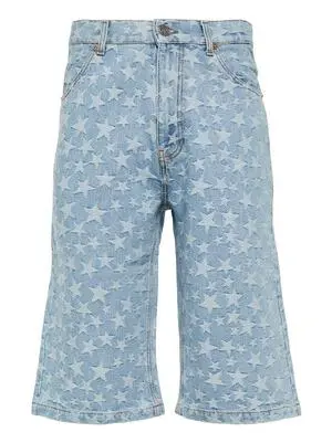 ERL Jacquard Cotton Denim Shorts - Blue
