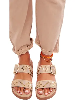 Free People Revelry Studded Sandals - Plaster