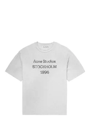 Acne Studios Exford Distressed Logo-print Organic Cotton-jersey T-shirt - Gray