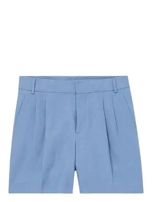 Loro Piana Straight-leg Pleated Linen Bermuda Shorts - Blue