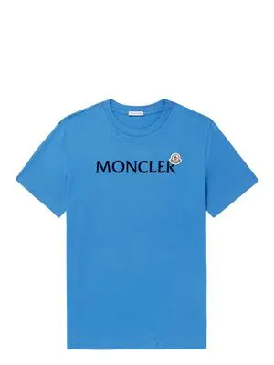 Moncler Slim-fit Logo-flocked Cotton-jersey T-shirt - Blue