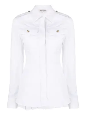Alexander McQueen Box-pleat Cotton Shirt - White