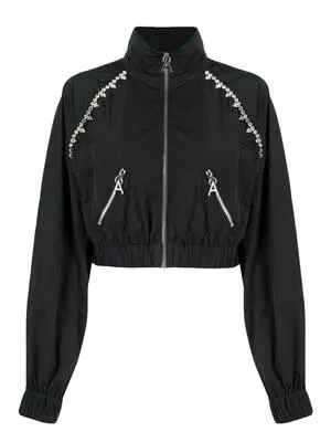 AREA Crystal-embellished Zip-up Jacket - Black