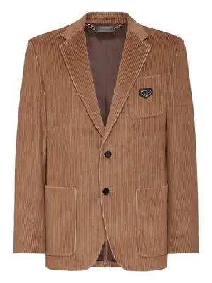 Philipp Plein Single-breasted Corduroy Blazer - Brown