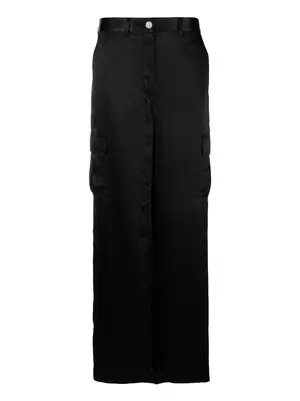 Theory Satin-finish Wide-leg Trousers - Black