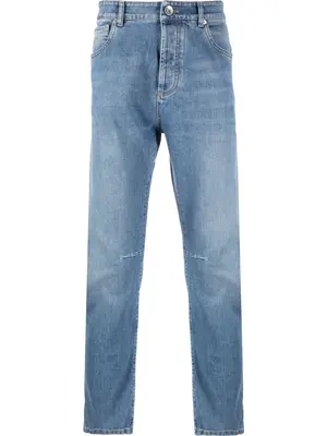 Brunello Cucinelli Low-rise Tapered-leg Jeans - Blue