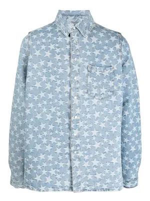 ERL Star-patterned Denim Shirt - Blue