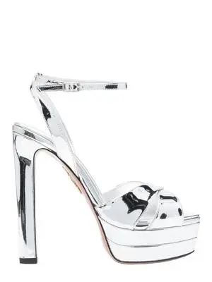 AQUAZZURA Divine Plateau 130mm Platform Sandals Silver