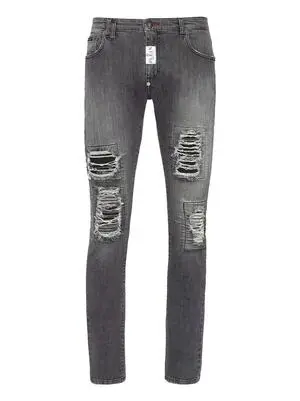 Philipp Plein Rock Star Mid-rise Slim-fit Jeans - Grey