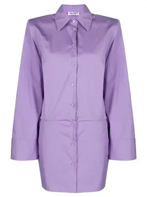 Attico Structured Cotton Shirt Dress - Purple