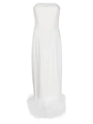 16Arlington Minelli Feather-trim Midi Dress - White