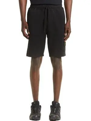 Stone Island Cotton Fleece Cargo Sweat Shorts - Black