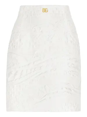 Dolce & Gabbana Brocade Mini Skirt With Logo - White