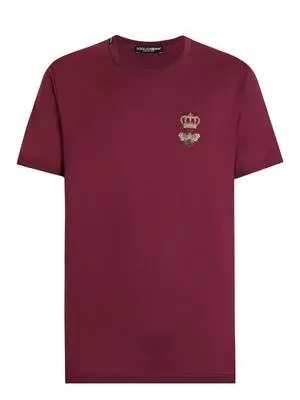 Dolce & Gabbana Cotton T-shirt With Embroidery - Bordeaux
