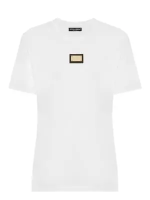 Dolce & Gabbana Cotton Jersey T-shirt With Logo Tag - White