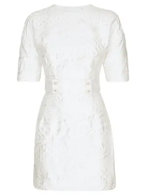 Dolce & Gabbana Short Brocade Dress With Belt - White