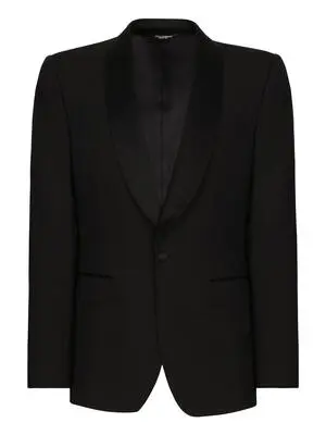 Dolce & Gabbana Single-breasted Stretch Wool Sicilia-fit Tuxedo Jacket - Black