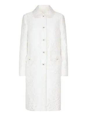 Dolce & Gabbana Brocade Coat With Dg Buttons - White