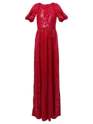Erdem Sequin-embellished Shoulder Draped Gown - Pink