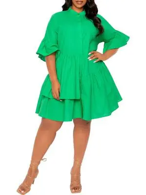 BUXOM COUTURE Flutter Sleeve Shift Dress - Green