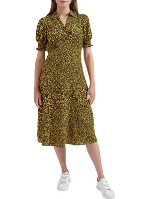HOBBS LONDON Elora Midi Dress - Chartreuse Navy