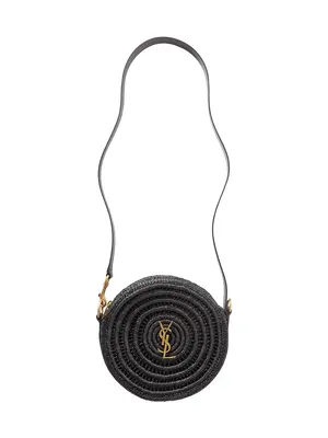 Saint Laurent Cassandre Raffia Shoulder Bag Black
