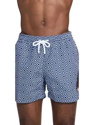 Frescobol Carioca Angra Print Sport Shorts Navy Blue
