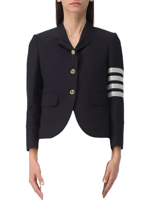 Thom Browne Wool Blazer With Four-Bar Stripe Blue